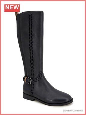 Shoes | Knee High Leather Boots Buckle Whip Stitch Inside Zip Comfort ...